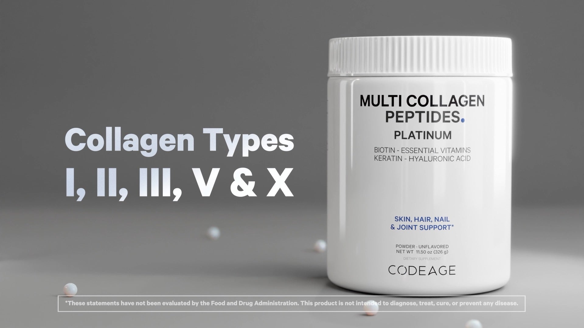 Multi Collagen Platinum With Biotin, Keratin, Multivitamins in Powder - Codeage