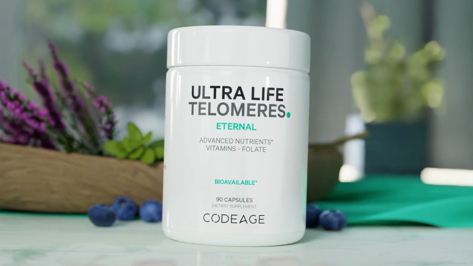 Ultra Life Telomeres Featuring Methylfolte 5-MTHF, B12 Methylcobalamin, and Herbs | Codeage