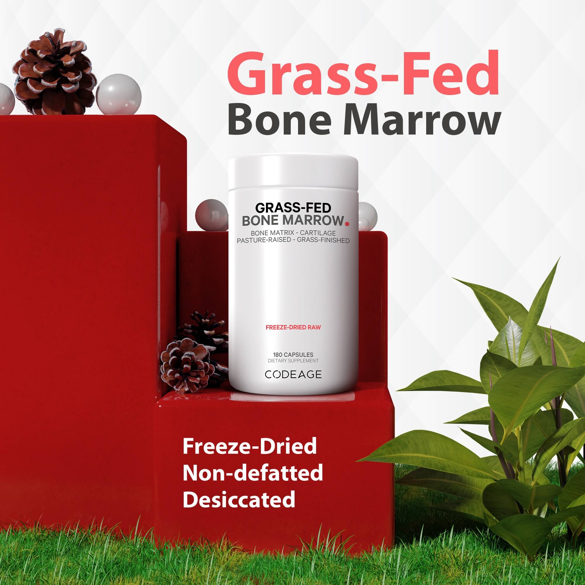 Codeage Grass Fed Bone Marrow Supplement Whole Bone Bovine Cartilage