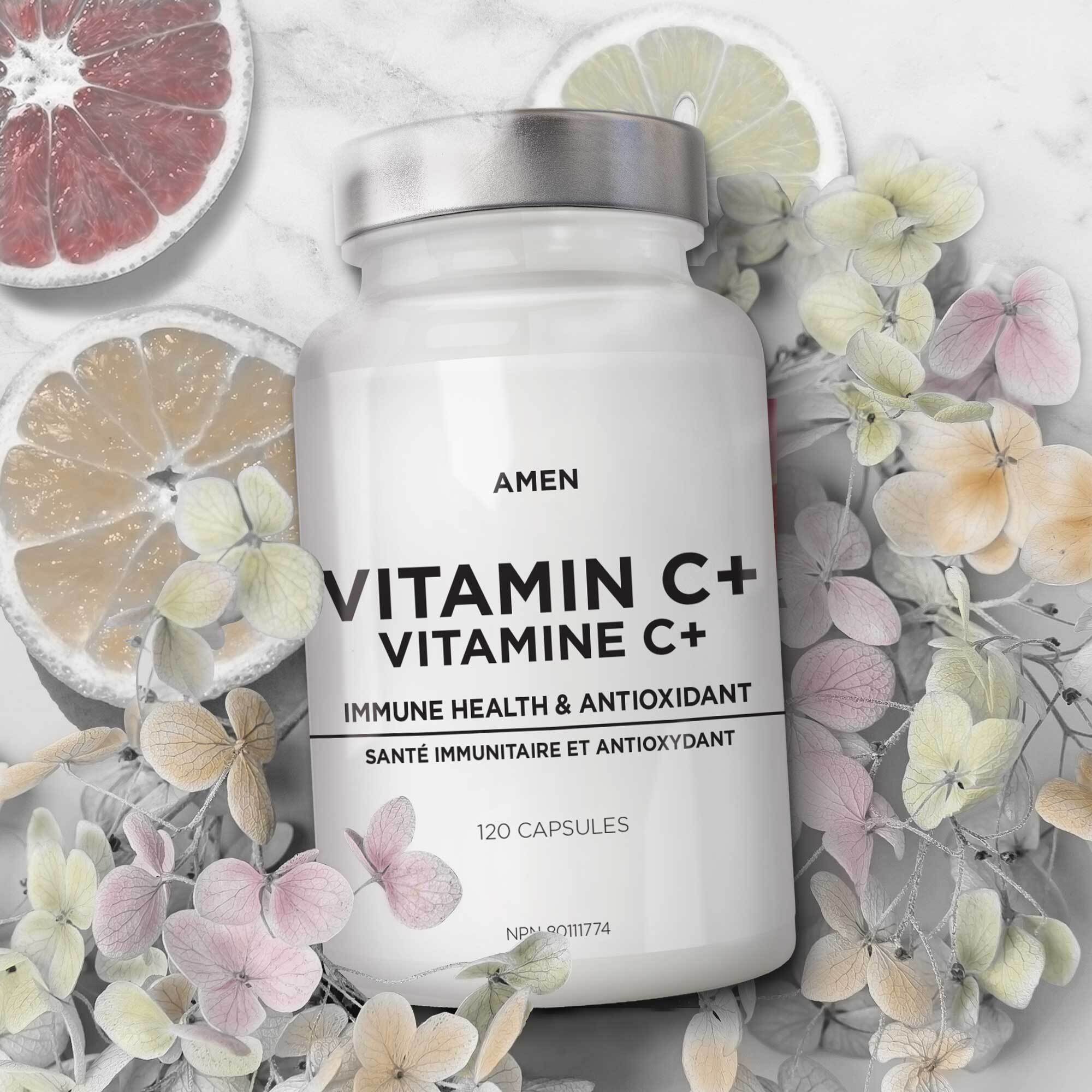 Amen Vitamin C + Supplement, Elderberry, Rose Hips, Zinc, Quercetin ...