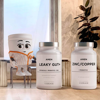 Amen Leaky Gut +, L-Glutamine, Zinc, Probiotic, Licorice Supplement ...