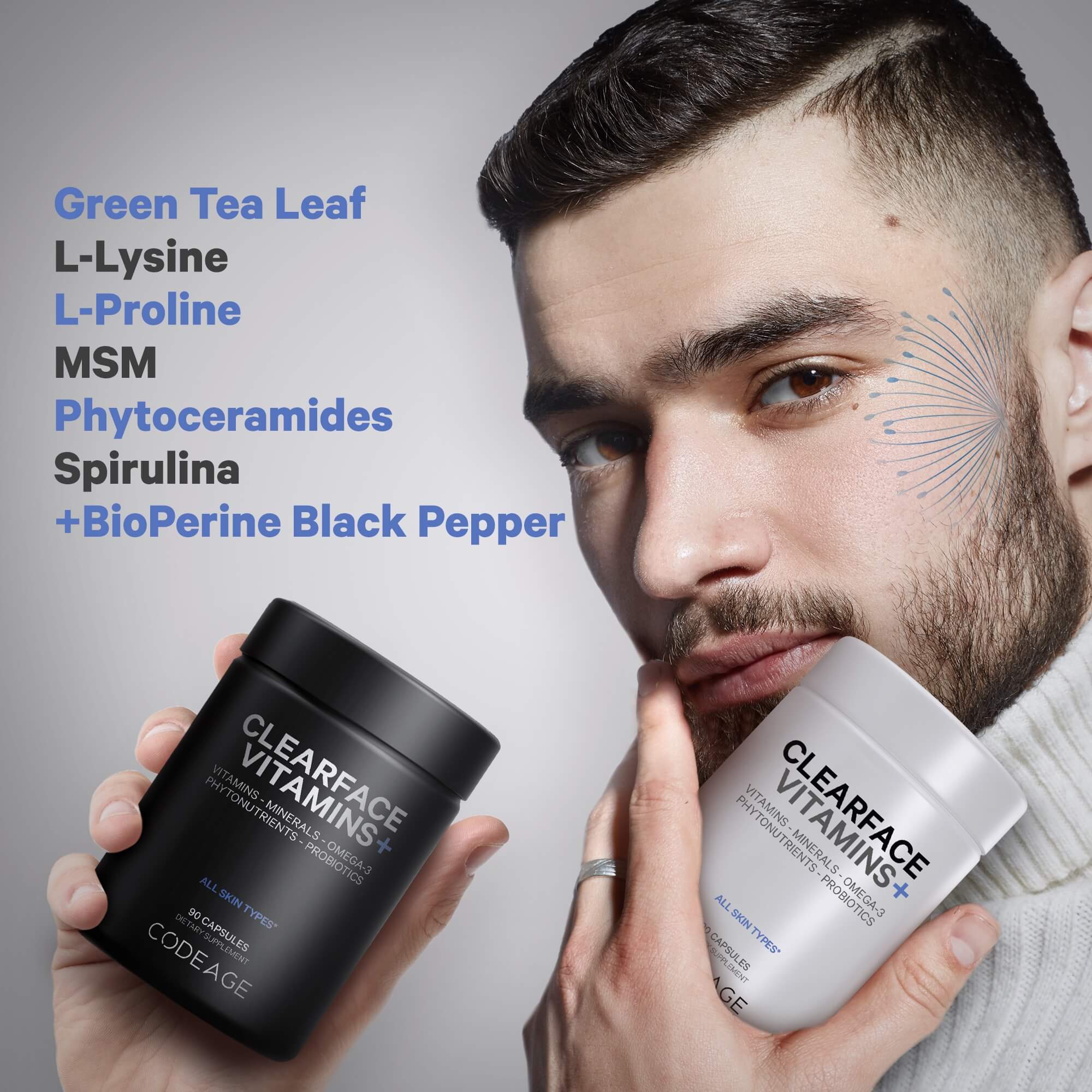 Codeage Clearface, Vitamins A, E, Zinc, Niacin, Pantothenic Acid, Skin