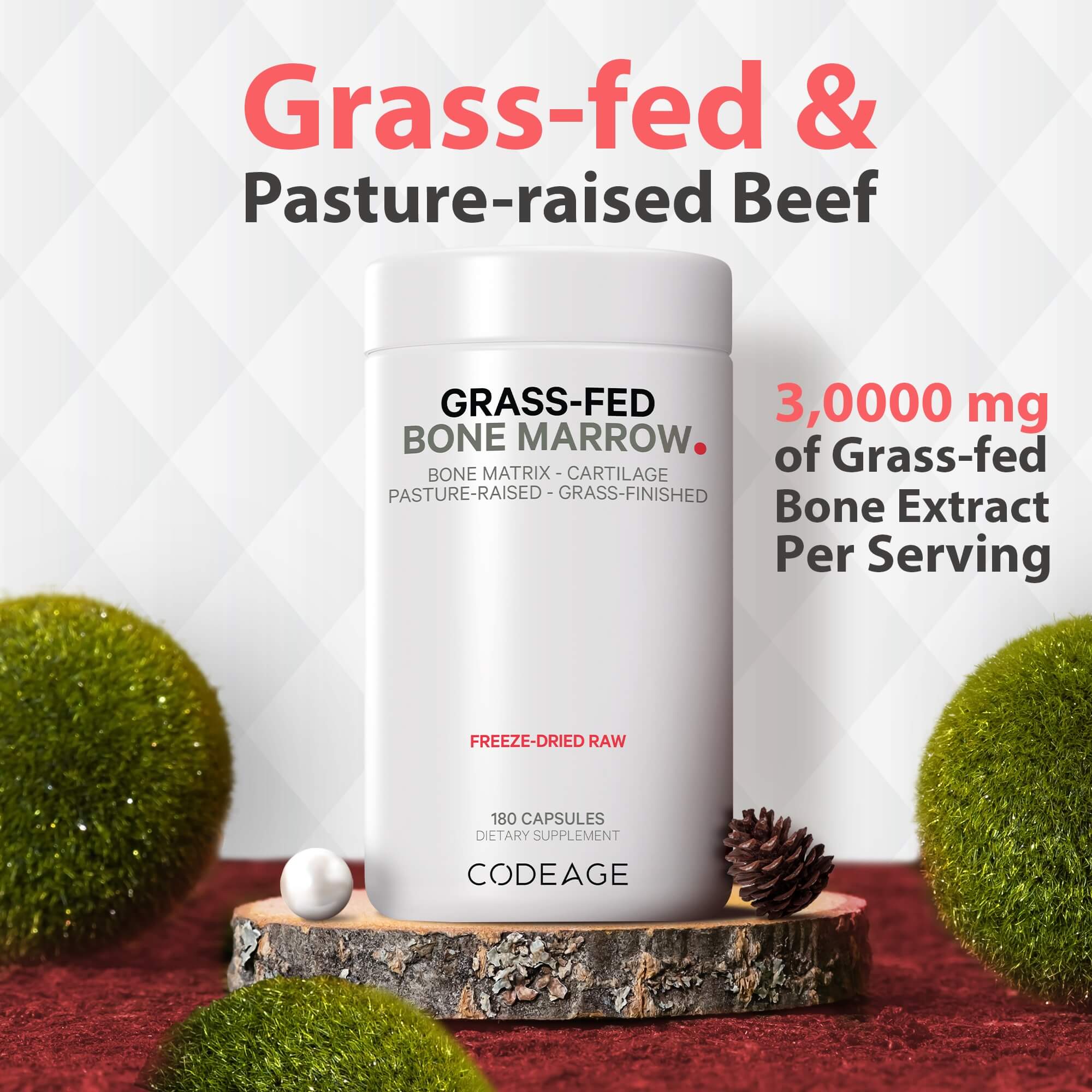 Codeage Grass Fed Bone Marrow Supplement Whole Bone Bovine Cartilage