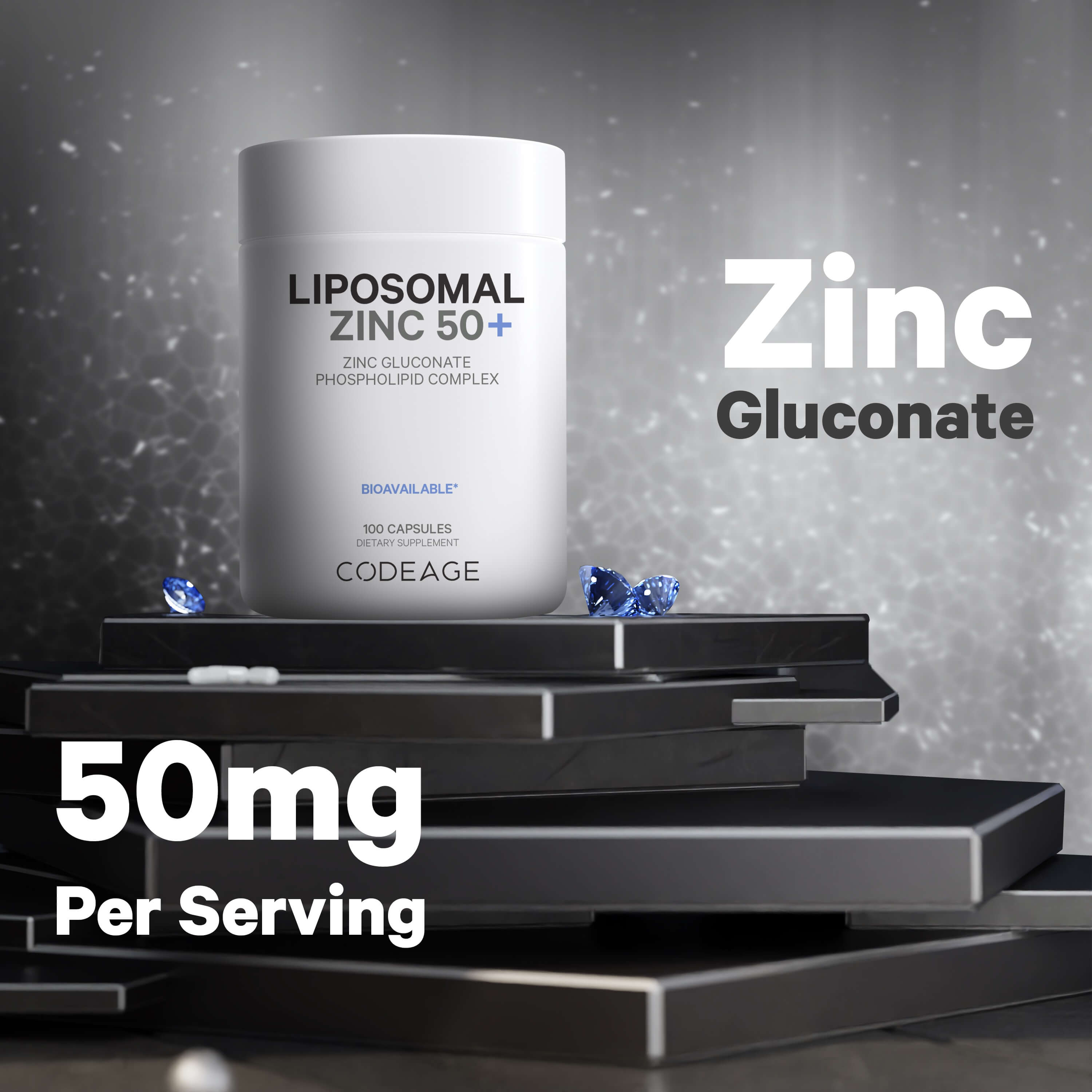 Codeage Liposomal Zinc 50mg Capsule Supplement Zinc Gluconate Vegan