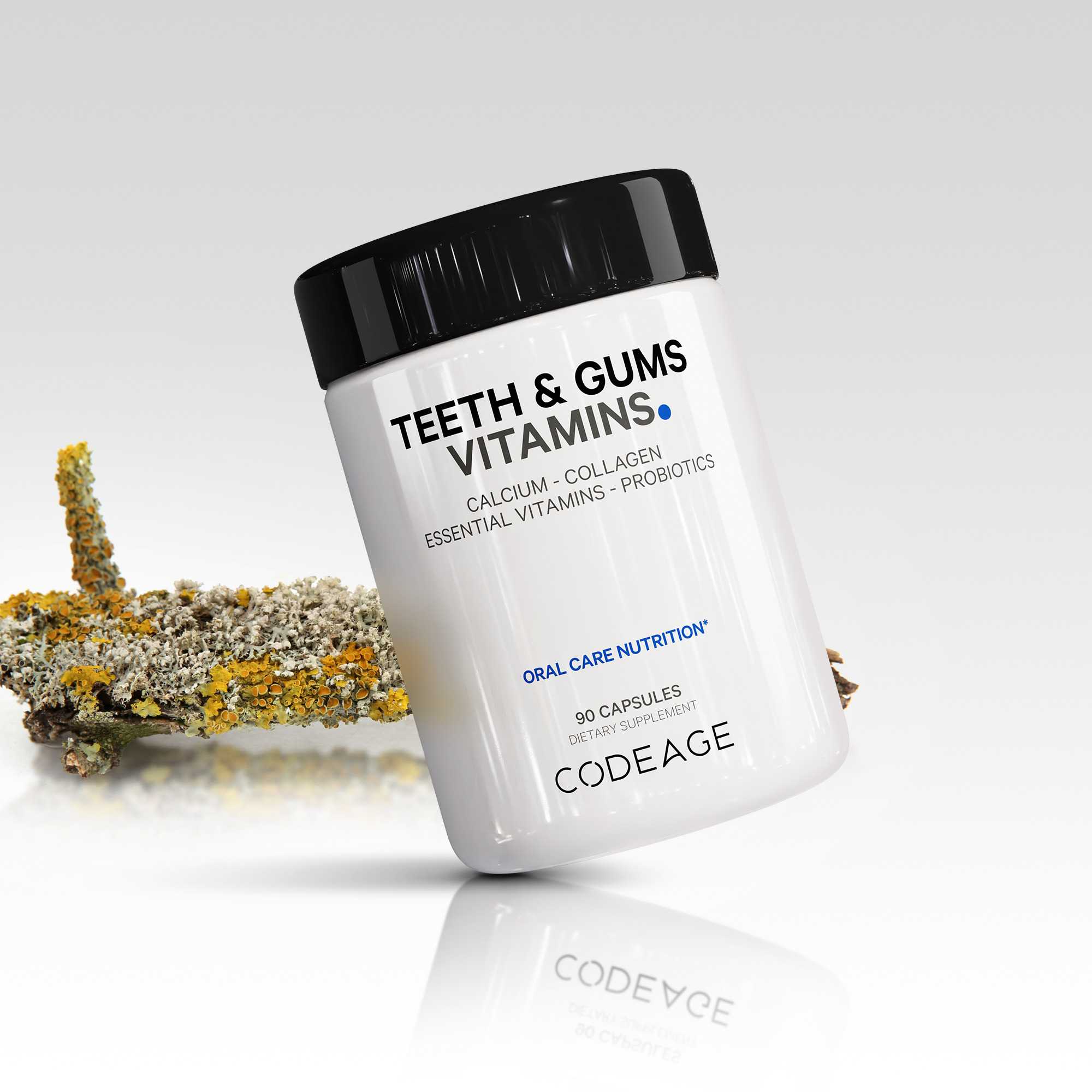 Codeage Teeth & Gums Vitamins, Dental Probiotics, Plant Based Calcium