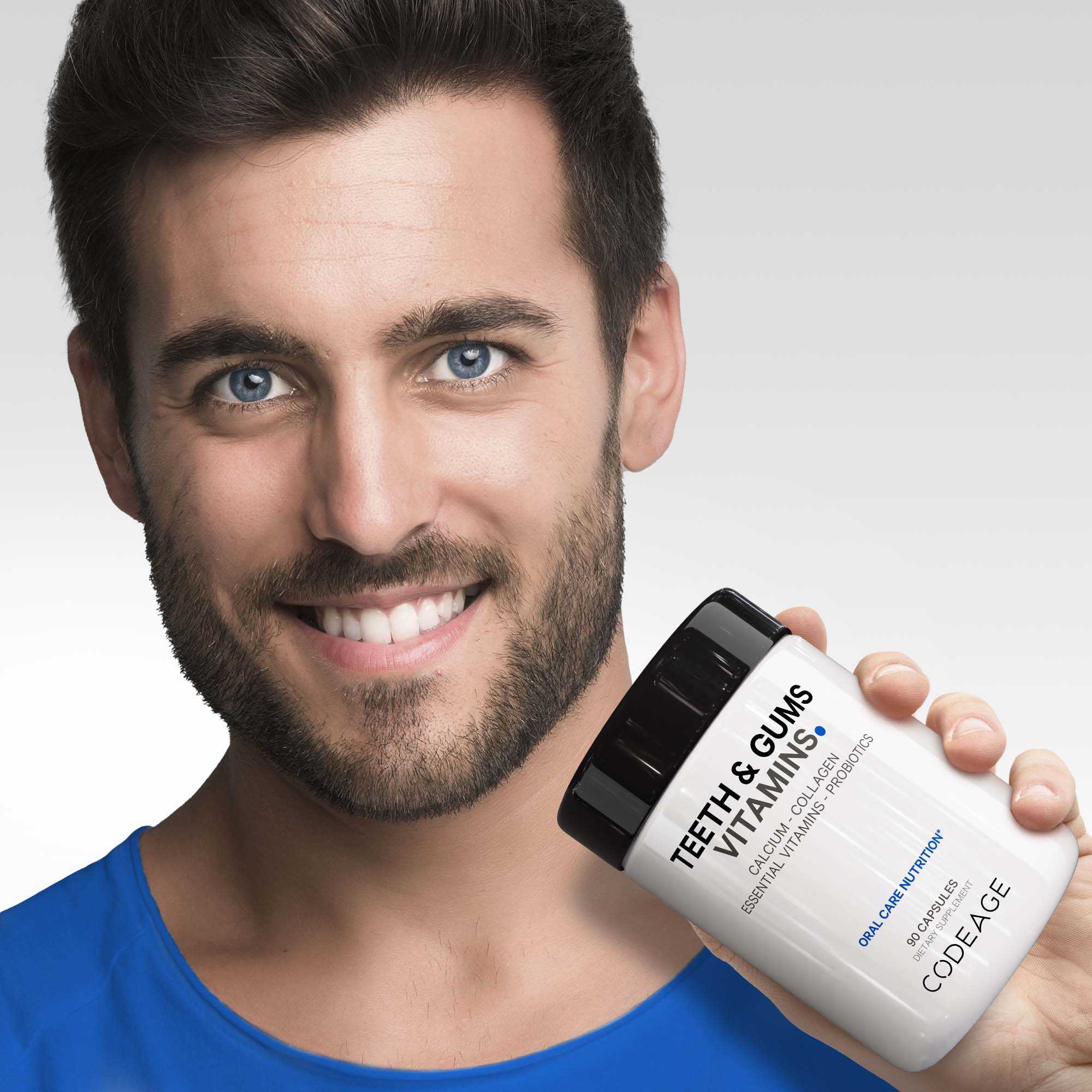 Codeage Teeth & Gums Vitamins, Dental Probiotics, Plant Based Calcium