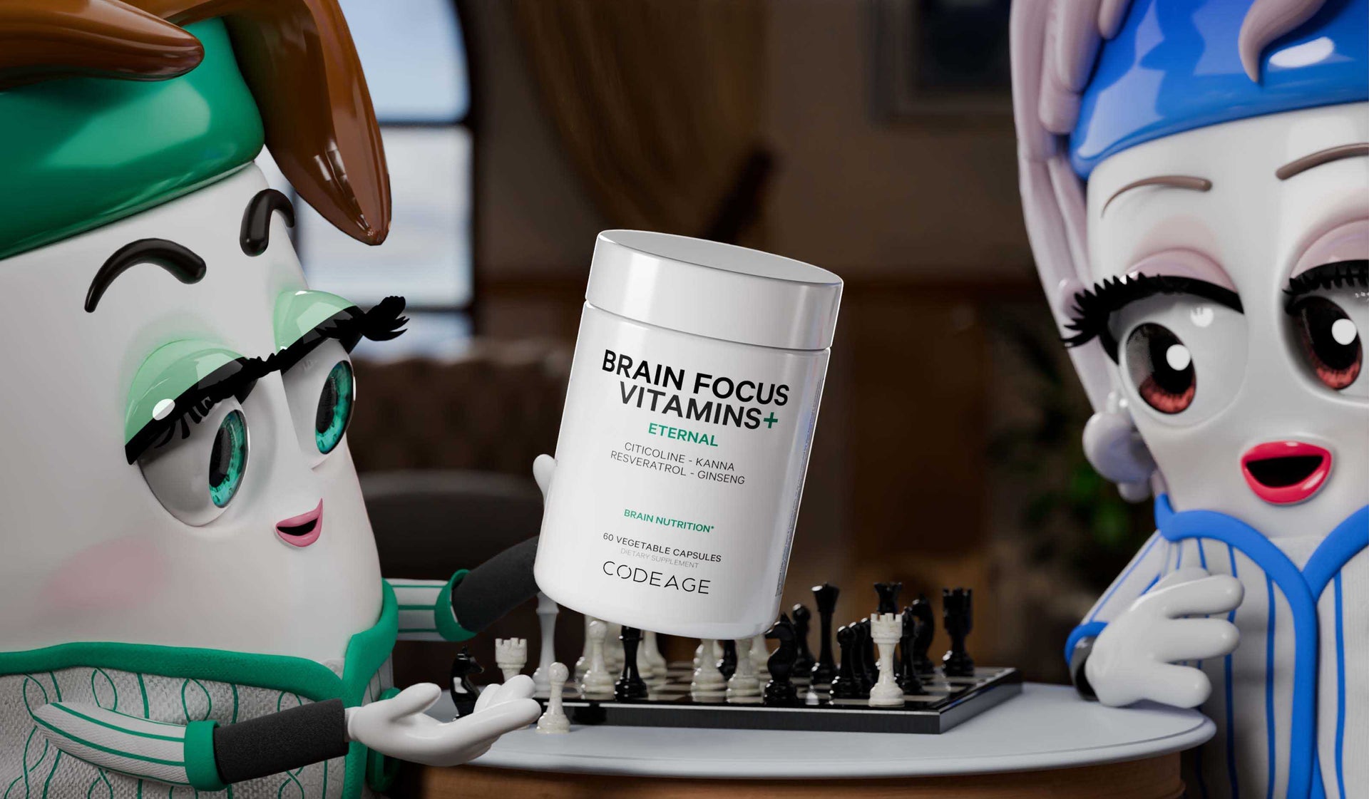 Codeage Brain Focus Vitamins Supplement - Cognizin® Gotu Kola, Kanna and Ginseng