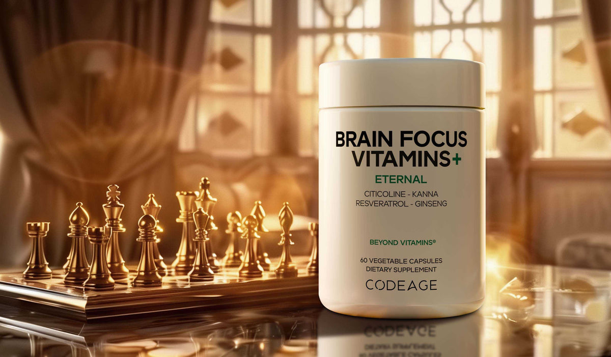 Codeage Brain Focus Vitamins Supplement - Cognizin® Gotu Kola, Kanna and Ginseng
