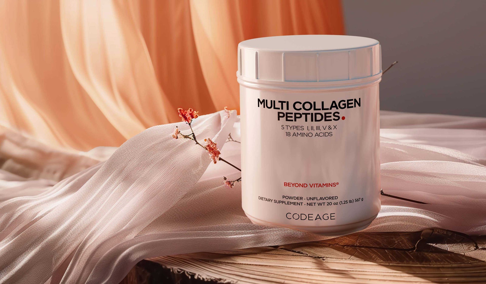 Codeage Multi Colágeno Proteína en Polvo Grande Hidrolizado Alimentado con Hierba 20 oz