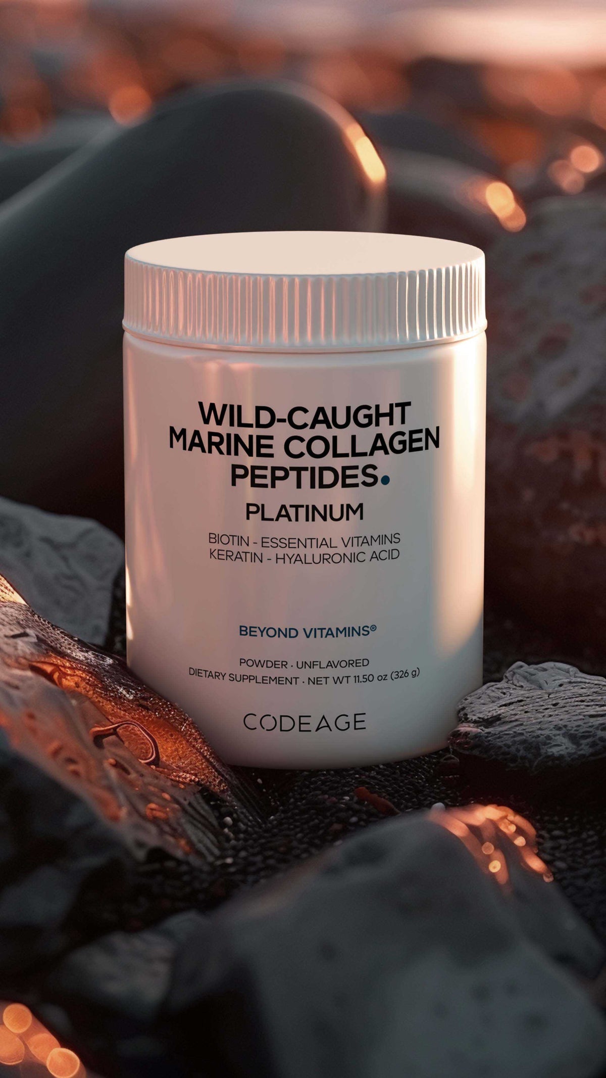 Codeage Wild Caught Marine Collagen Biotin Keratin Powder Platinum