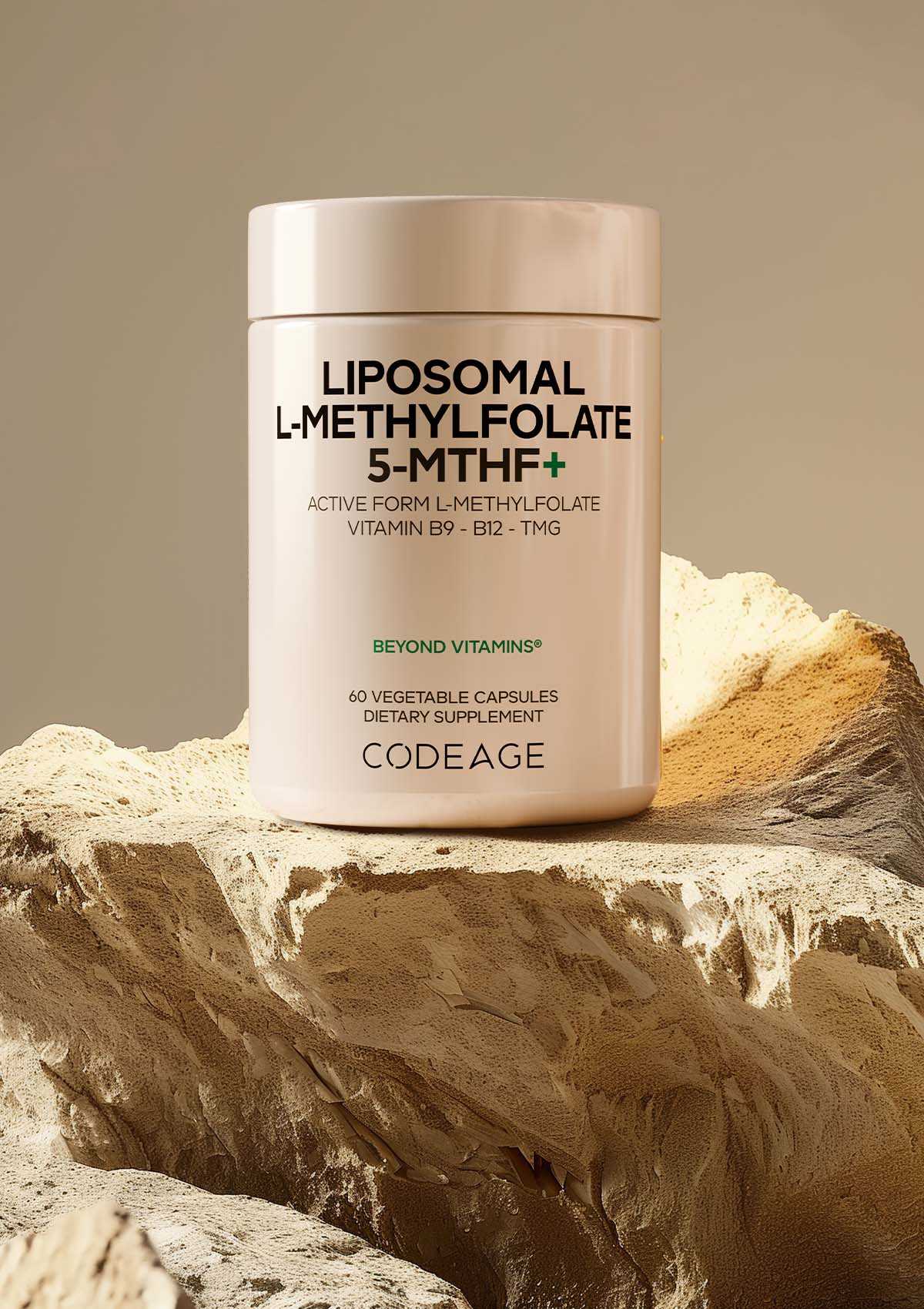 Codeage Liposomal L-Methylfolate 5-MTHF - Vitamin B6 B9 B12 - TMG Supplement