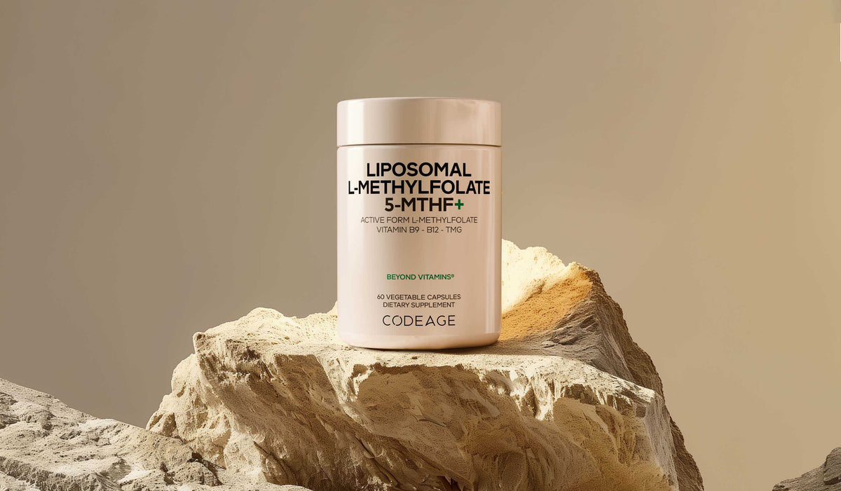Codeage Liposomal L-Methylfolate 5-MTHF - Vitamin B6 B9 B12 - TMG Supplement