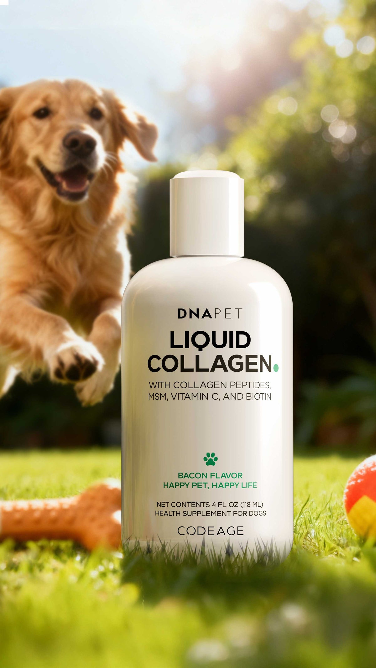 DNA Pet Liquid Collagen Supplement for Dogs, MSM & Vitamin C – Codeage