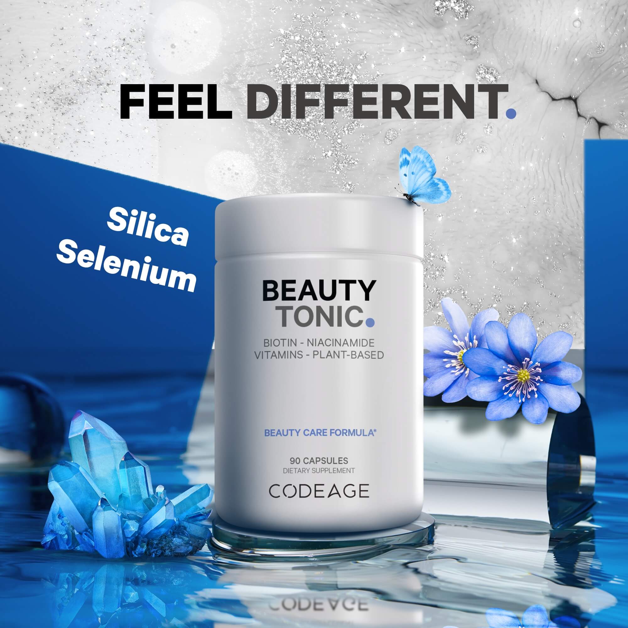 Codeage Beauty Tonic, Vegan Collagen, Biotin, Phytoceramides, Folate