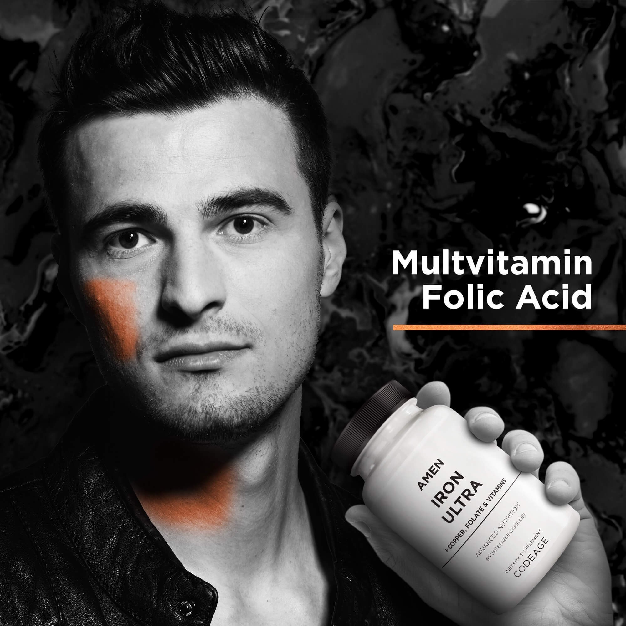 Amen Iron Ultra, Vitamin C, Vitamin B12, Copper, Folate Supplement ...