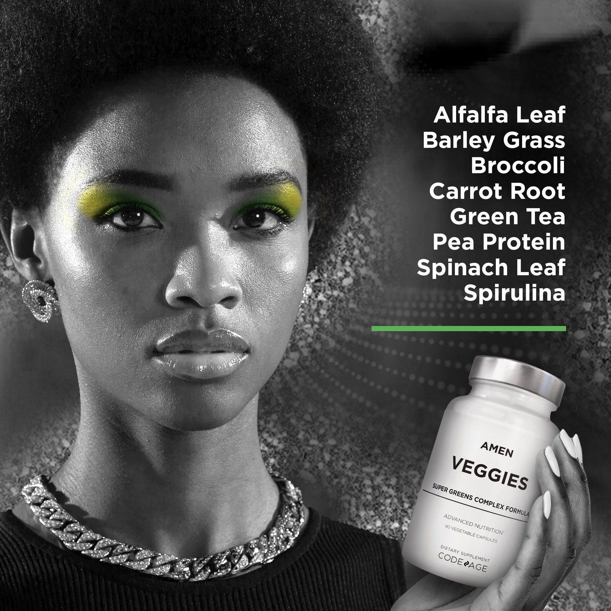 Amen Veggies, Vegan Greens Vitamins Capsules, Mushroom, Raw Whole Food ...
