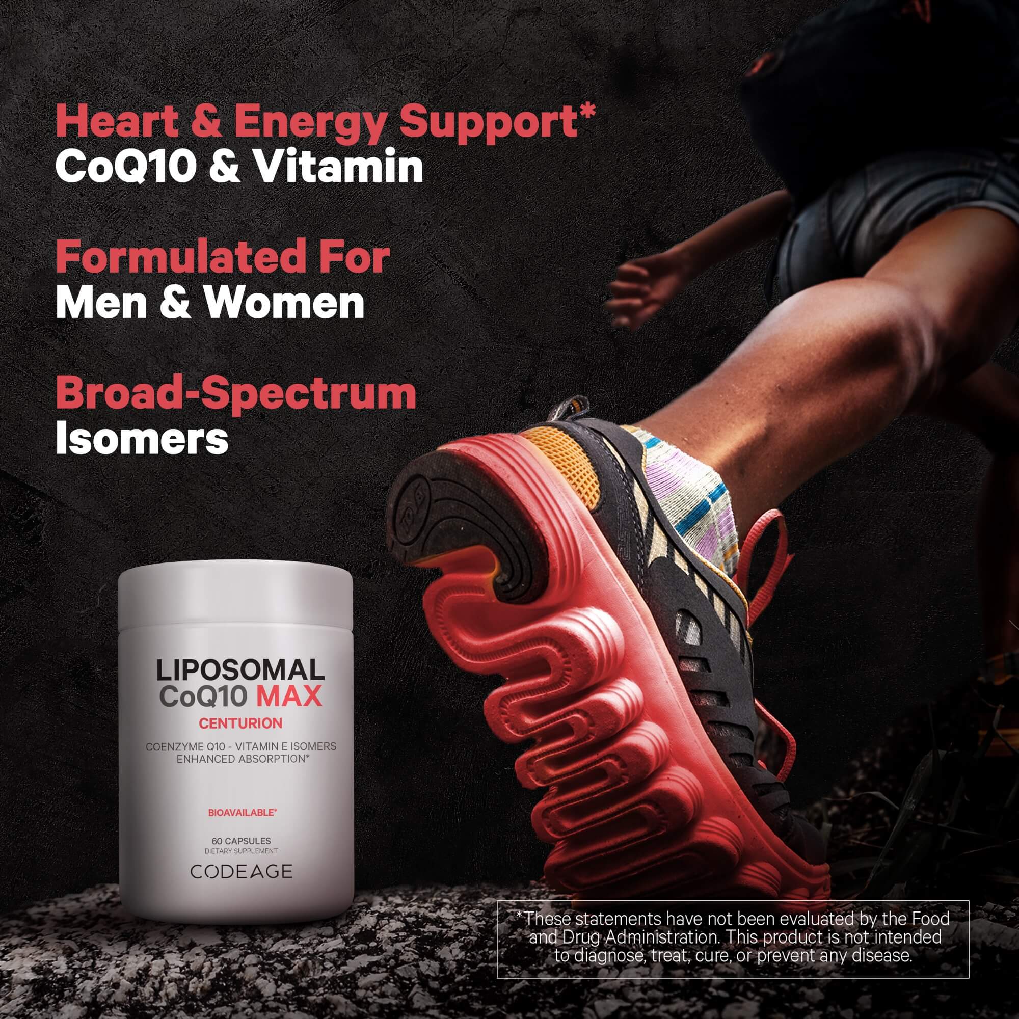 Codeage Liposomal CoQ10 Max 250mg Supplement Vitamin E Isomers Capsule