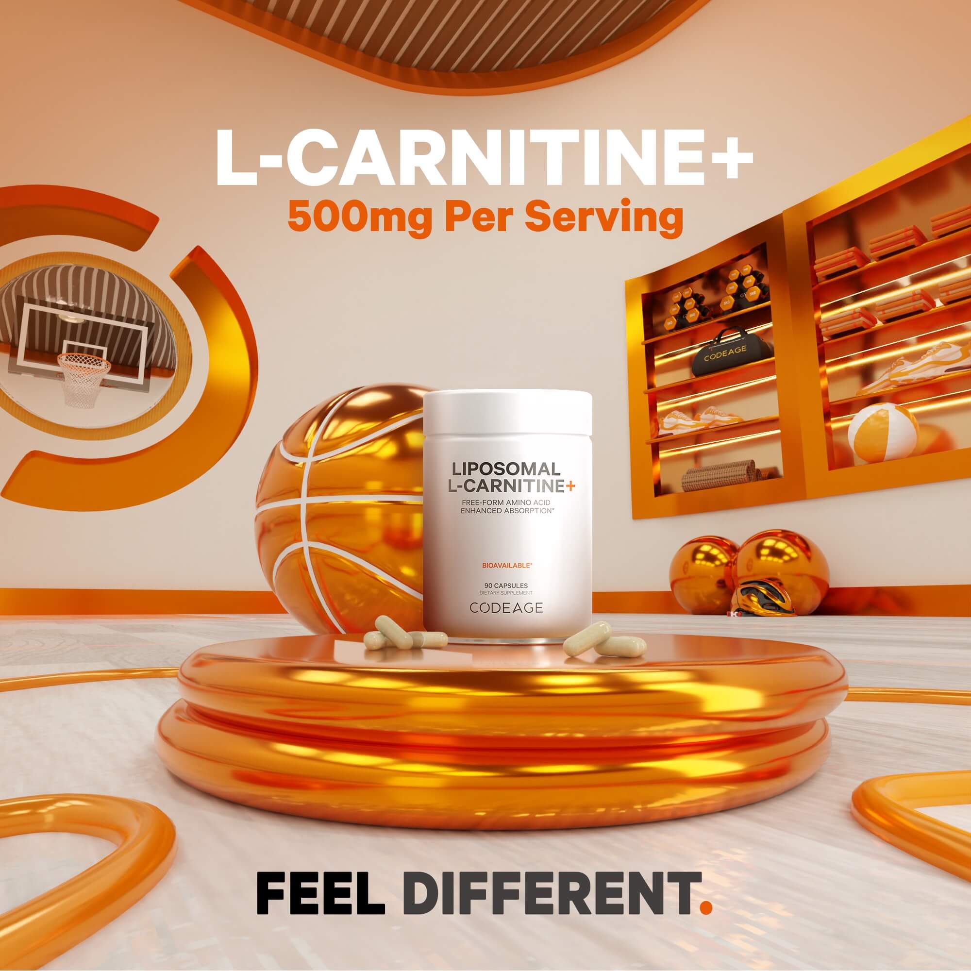 Codeage Liposomal L-Carnitine 500mg Capsule Supplement 3-Month Supply