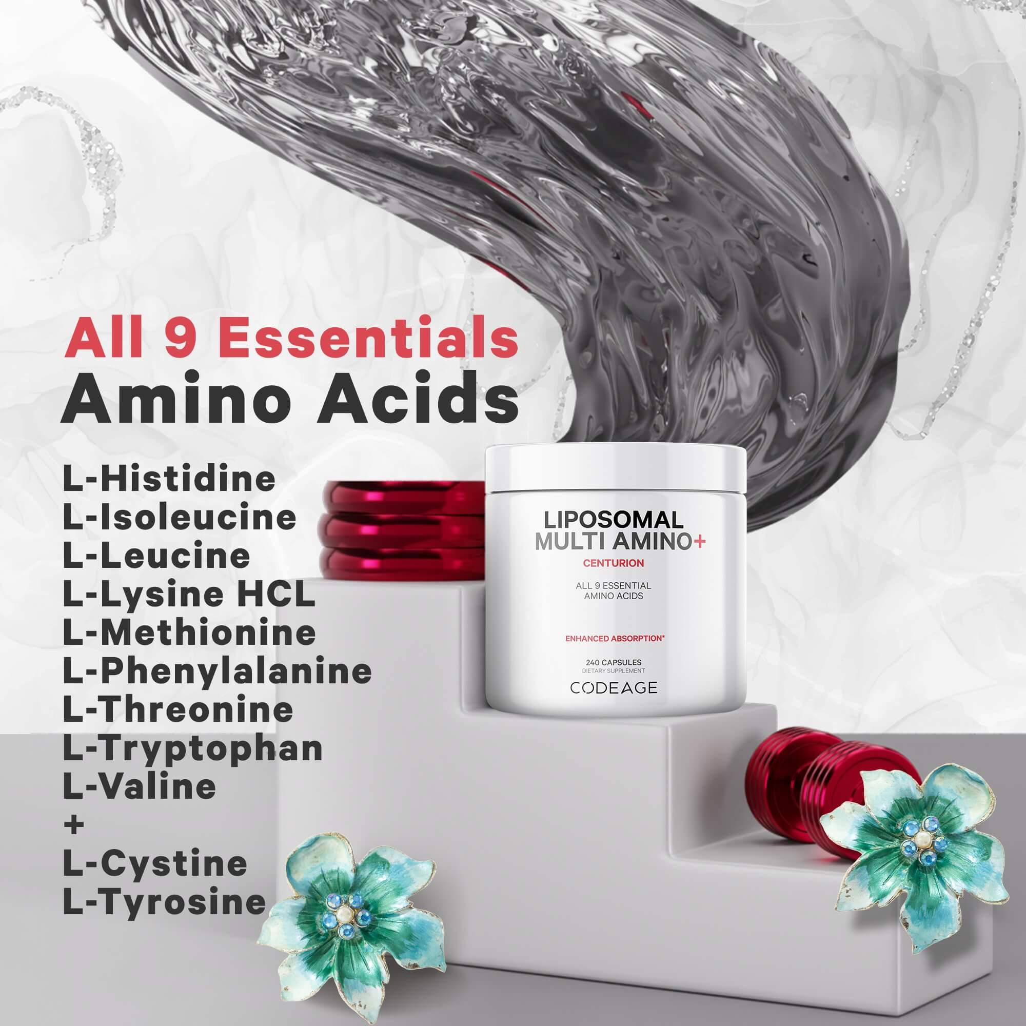 Codeage Liposomal Multi Amino BCAA EAA Supplement Plant-Based Protein