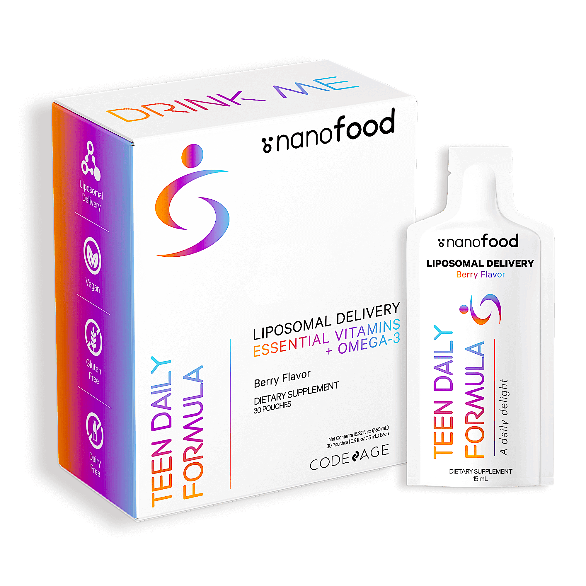 Codeage Liquid Vitamins for Teens Liposomal Multivitamin For Teenagers